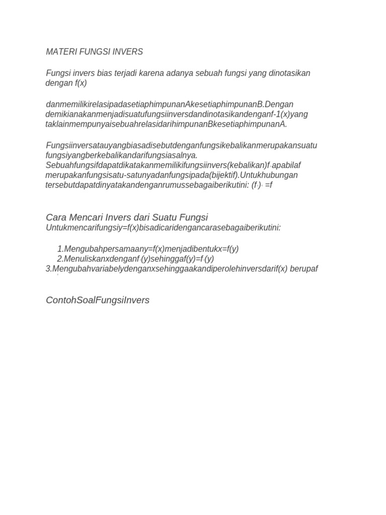 Materi Fungsi Invers | PDF