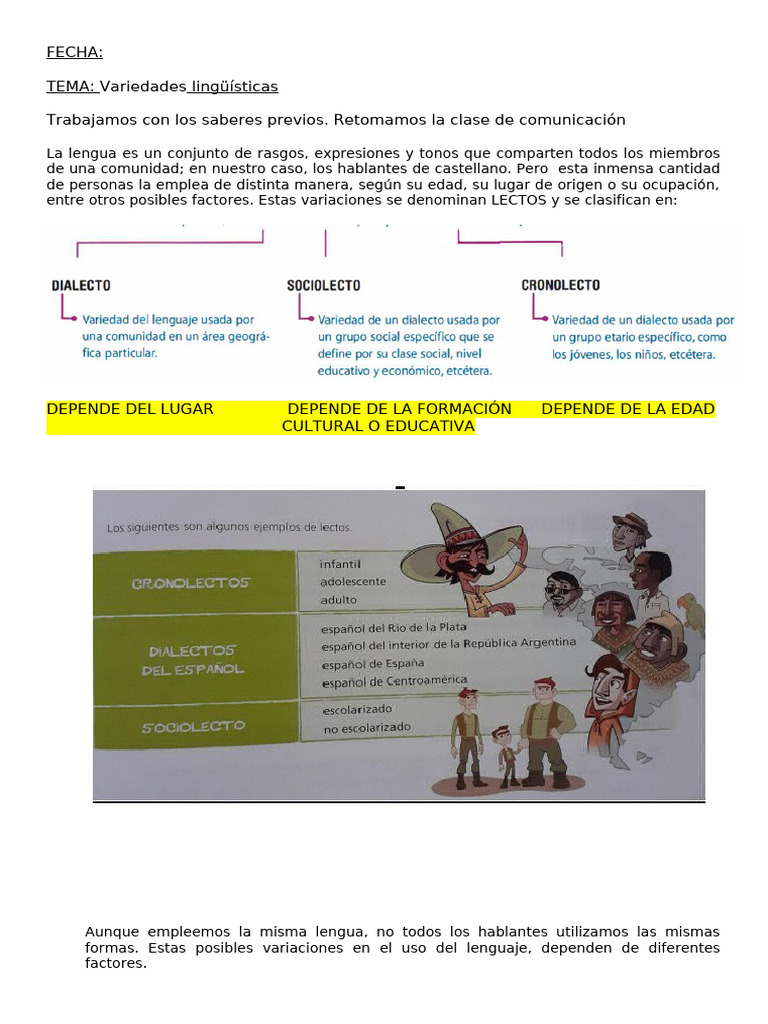 Clase Variedades Linguisticas - Lectos | PDF | Comunicación humana ...