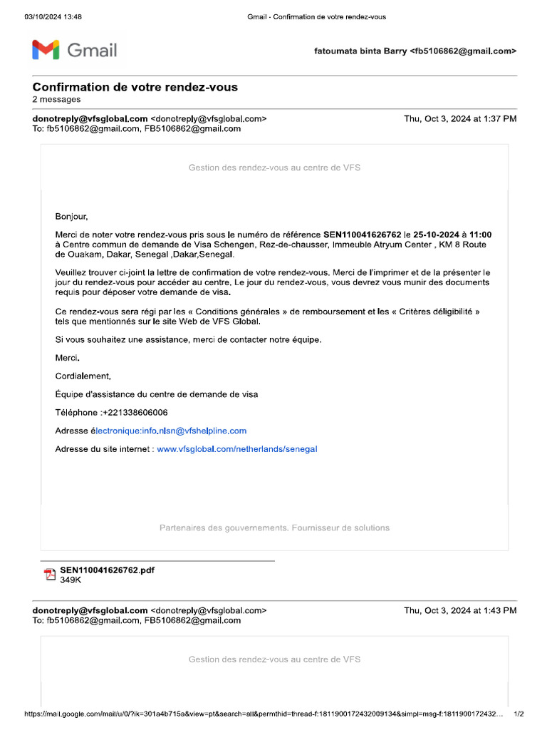 Gmail - Confirmation de Votre Rendez-Vous | PDF