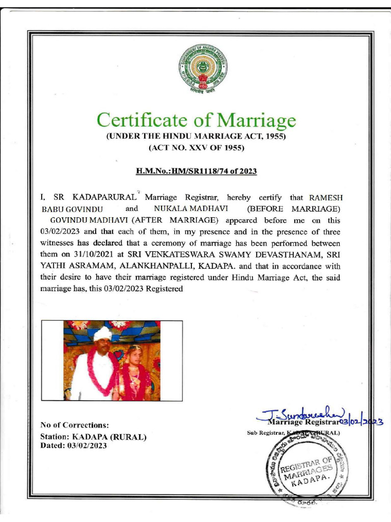 Marriage Certificate | PDF