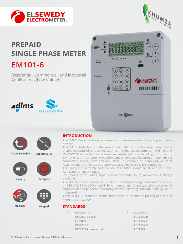 Prepaid 3-Phase Meter EM341-6 Overview | PDF | Electronics | Electrical ...