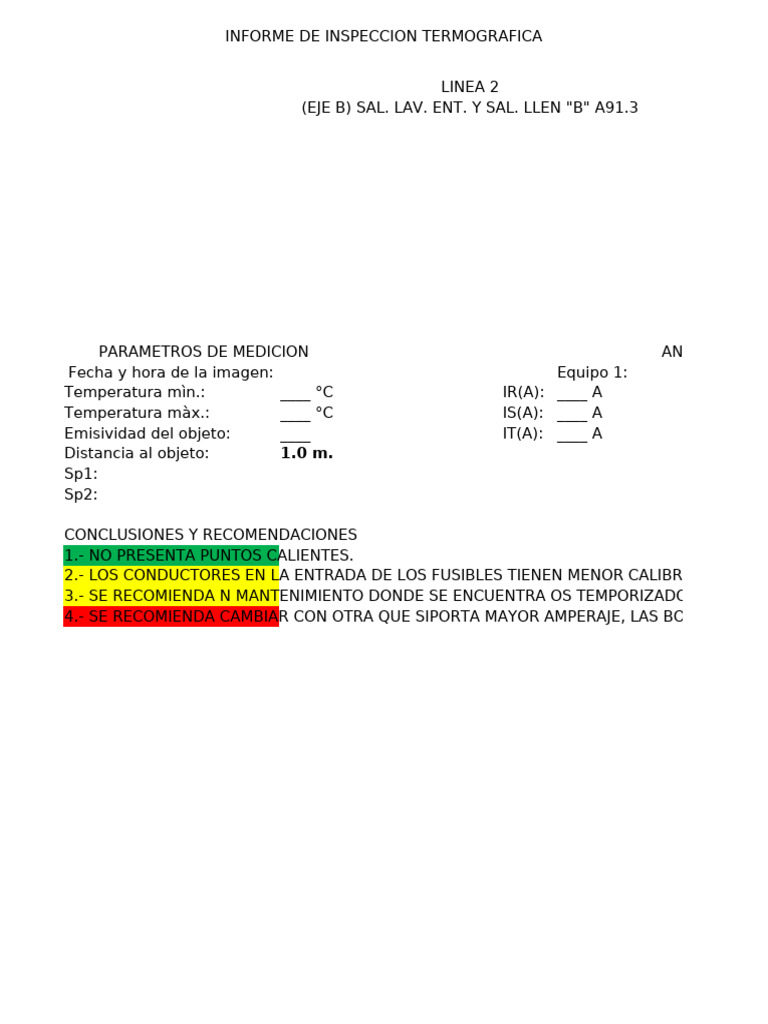 Informe Inspeccion Termografica | PDF