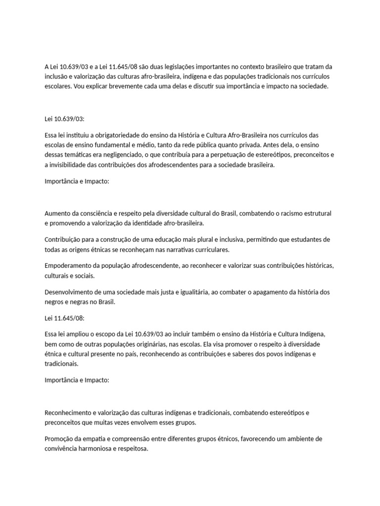 Leis e Importancia Na Sociedade | PDF | Sociedade | Povos indígenas