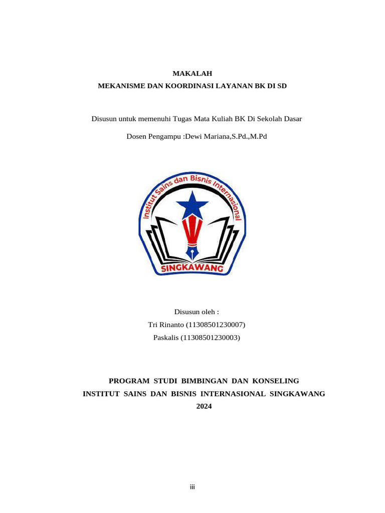 Mekanisme Dan Koordinasi Layanan BK Di SD | PDF