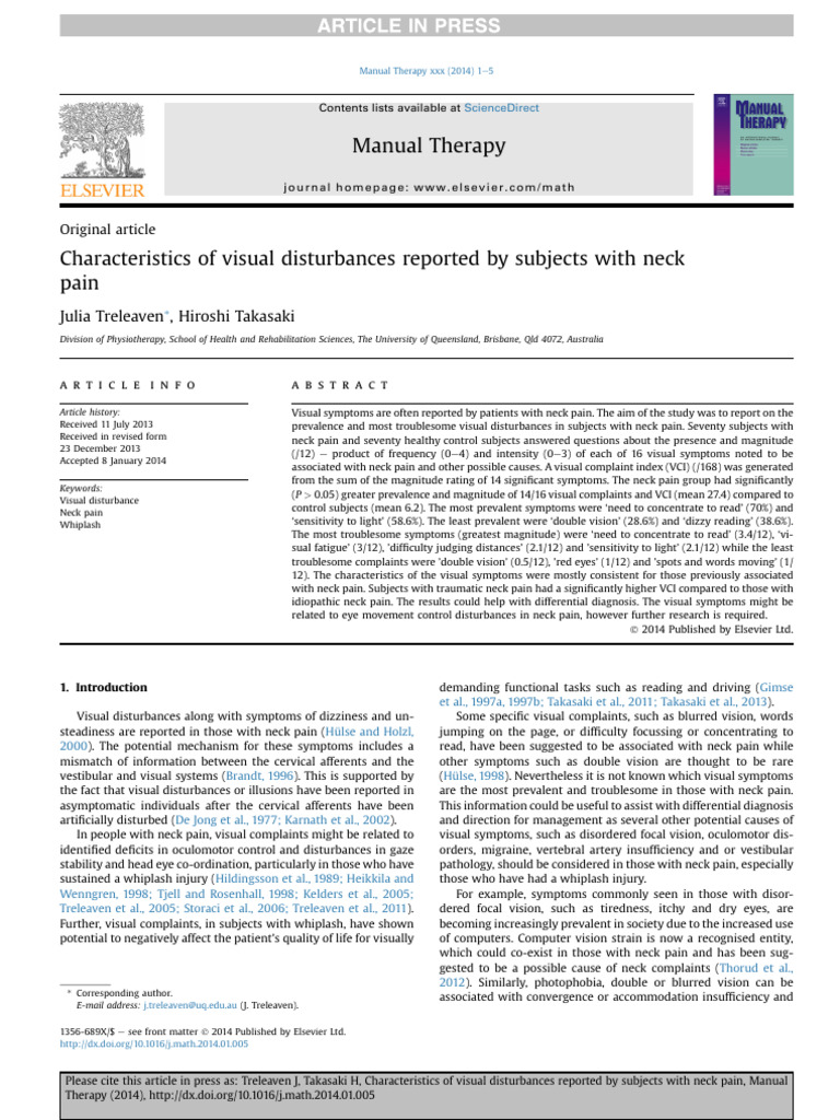 J Math 2014 01 005 | PDF | Vertigo | Pain