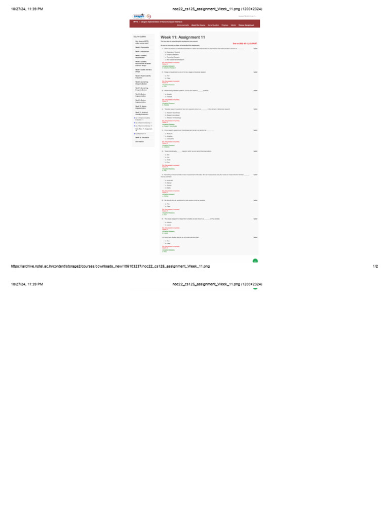 Noc22 cs125 Assignment Week 11 | PDF