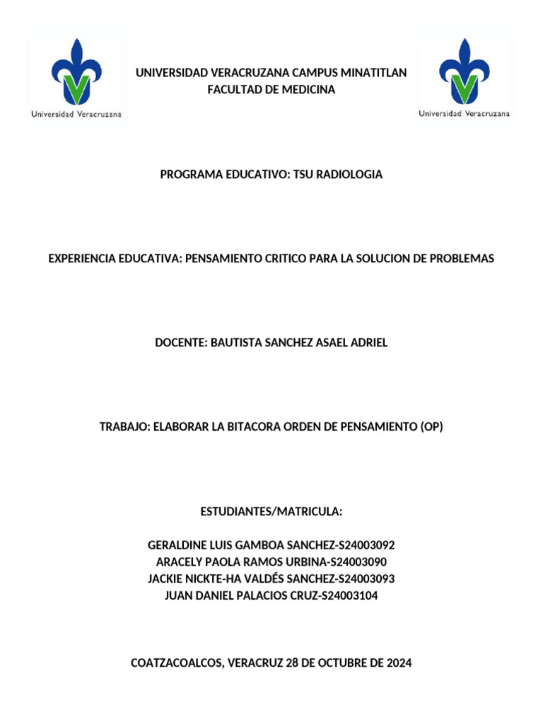 Bitacora Op | PDF | Diagnostico medico | Meningitis