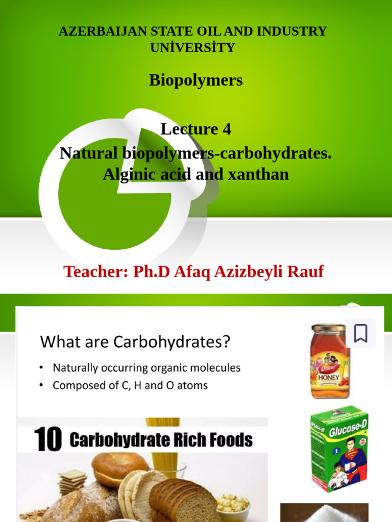 Lec 4 Biopolymer | PDF | Fructose | Carbohydrates