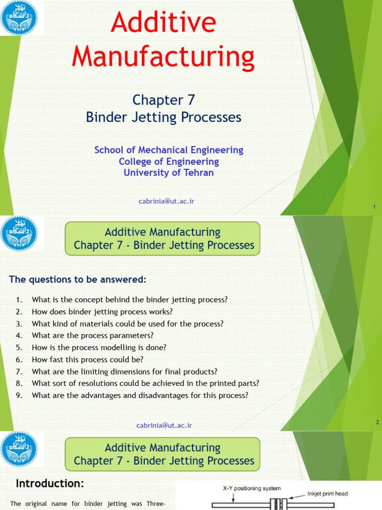 Additive Manufacturing-Chapter 7 - Binder Jetting Processes | PDF | 3 D ...