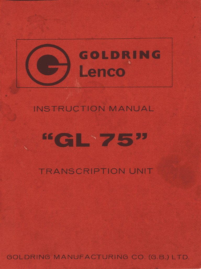 Goldring Lenco GL75 UserManual en 1970 | PDF