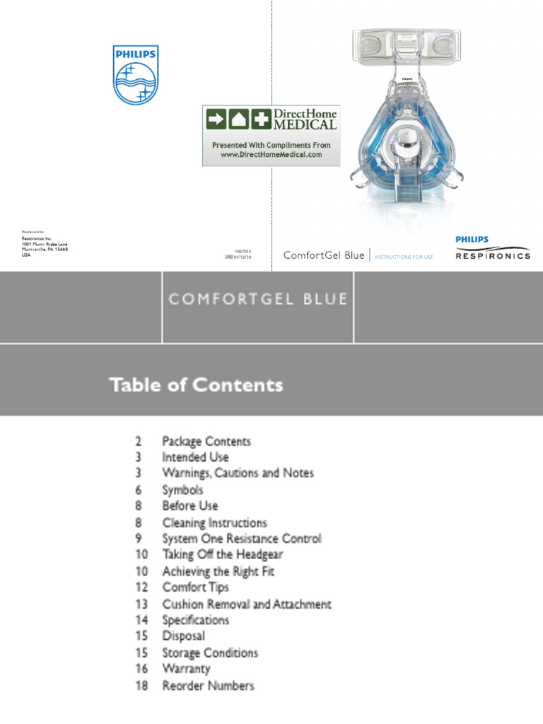 ComfortGel Blue Mask Instructions | PDF