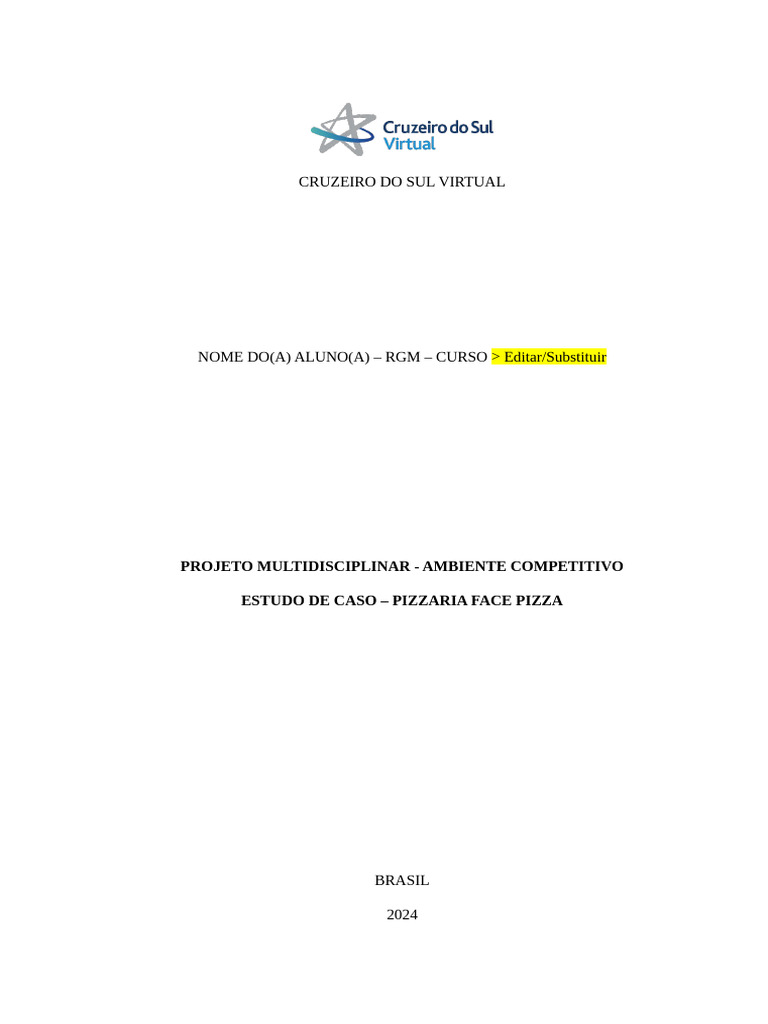 Template (Modelo) - Projeto Multidisciplinar - Ambiente Competitivo ...