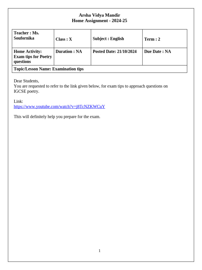 File - 1729497849 - Exam Tips For Poetry Questions | PDF