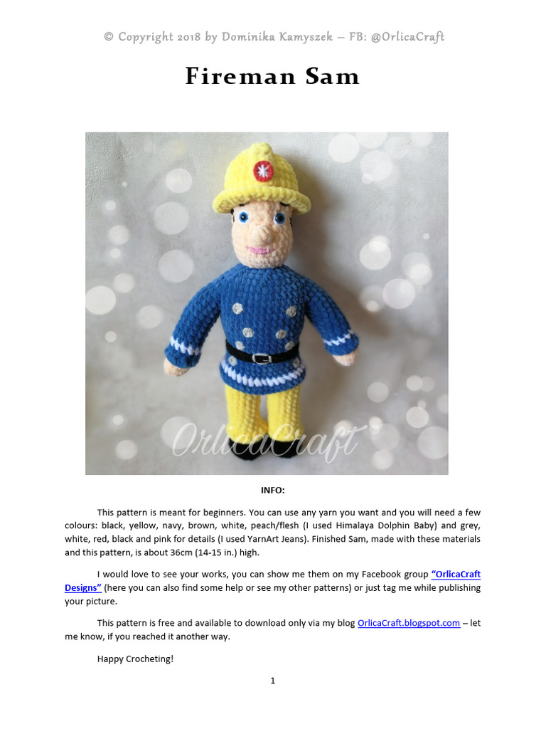 12.fireman Sam - Eng | PDF | Crochet | Figured Fabrics
