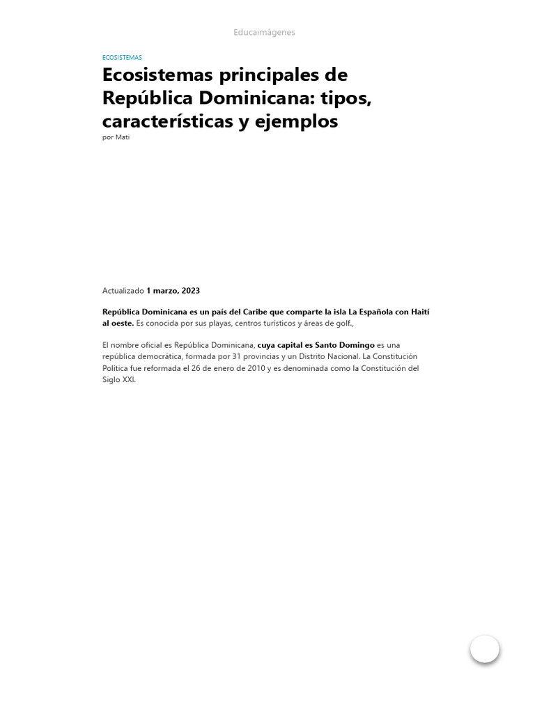 Ecosistemas Principales de República Dominicana - Tipos ...