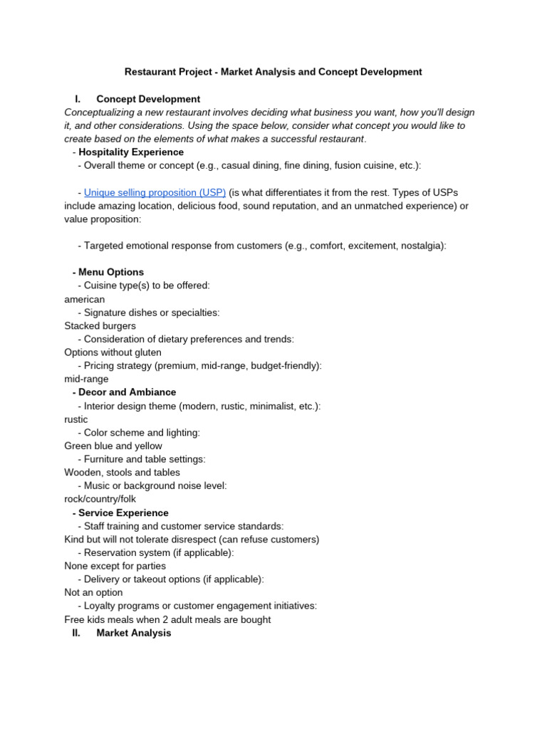 Restaurant Concept & Market Analysis Guide | PDF | Target Audience ...
