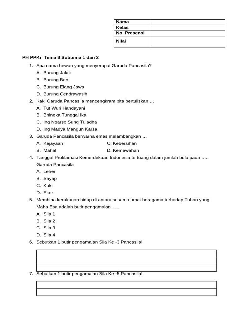 PH PPKN Tema 8 Subtema 1 Dan 2 | PDF