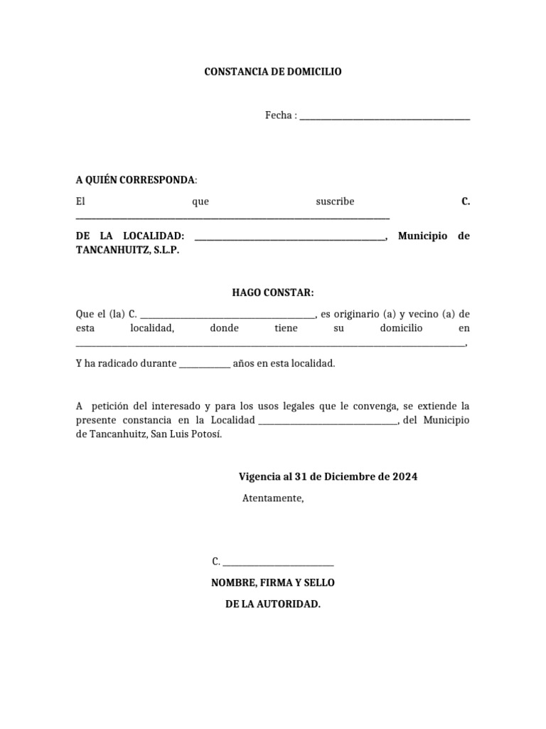 Constancia de Domicilio | PDF