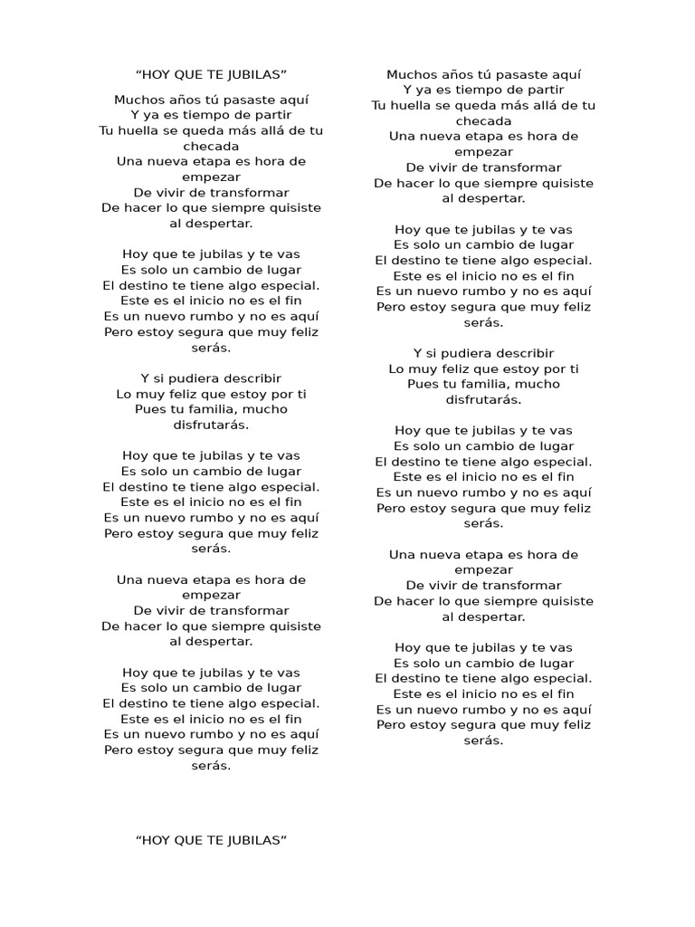 Hoy Que Te Jubilas Letra de Canción | PDF | Música grabada