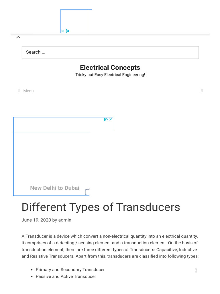 Types of Transducers Explained | PDF | Power Supply | Physical Sciences