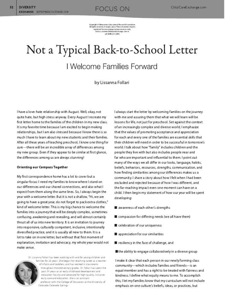 Not A Typical Back To School Letter | PDF