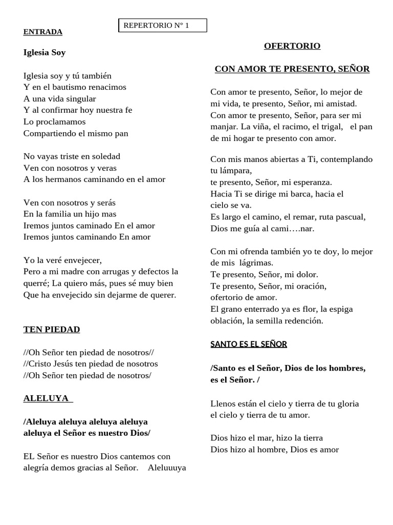 Repertorio de Cantos para Misas | PDF | eucaristía | Cristo (título)