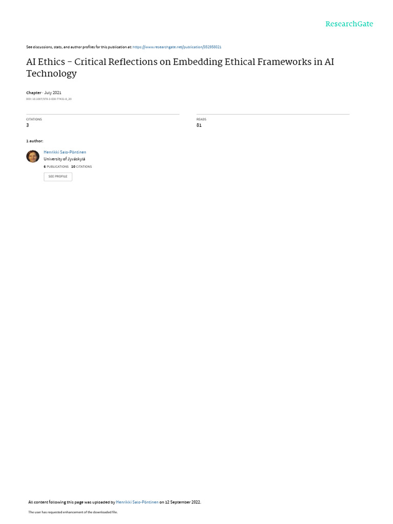 AI Ethics - Critical Reflections On Embedding Ethical Frameworks in AI ...