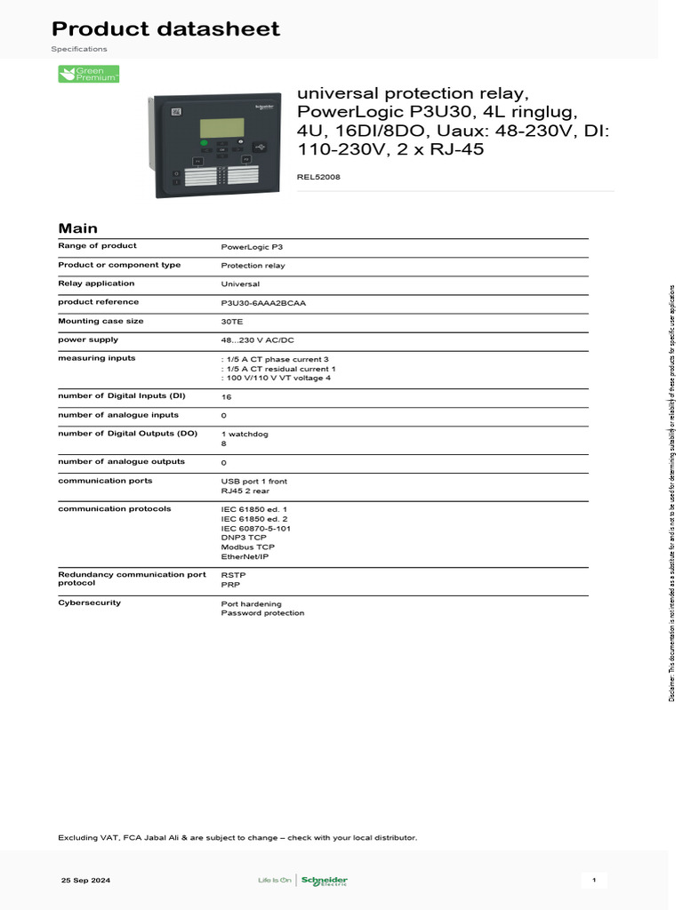 PowerLogic P3U30 Universal Relay | PDF | Ac Power | Electromagnetic ...