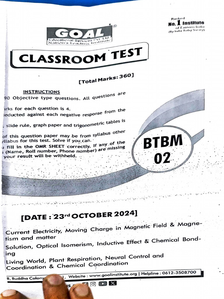 Goal Test 23-Oct-2024 | PDF | Electrical Resistance And Conductance ...