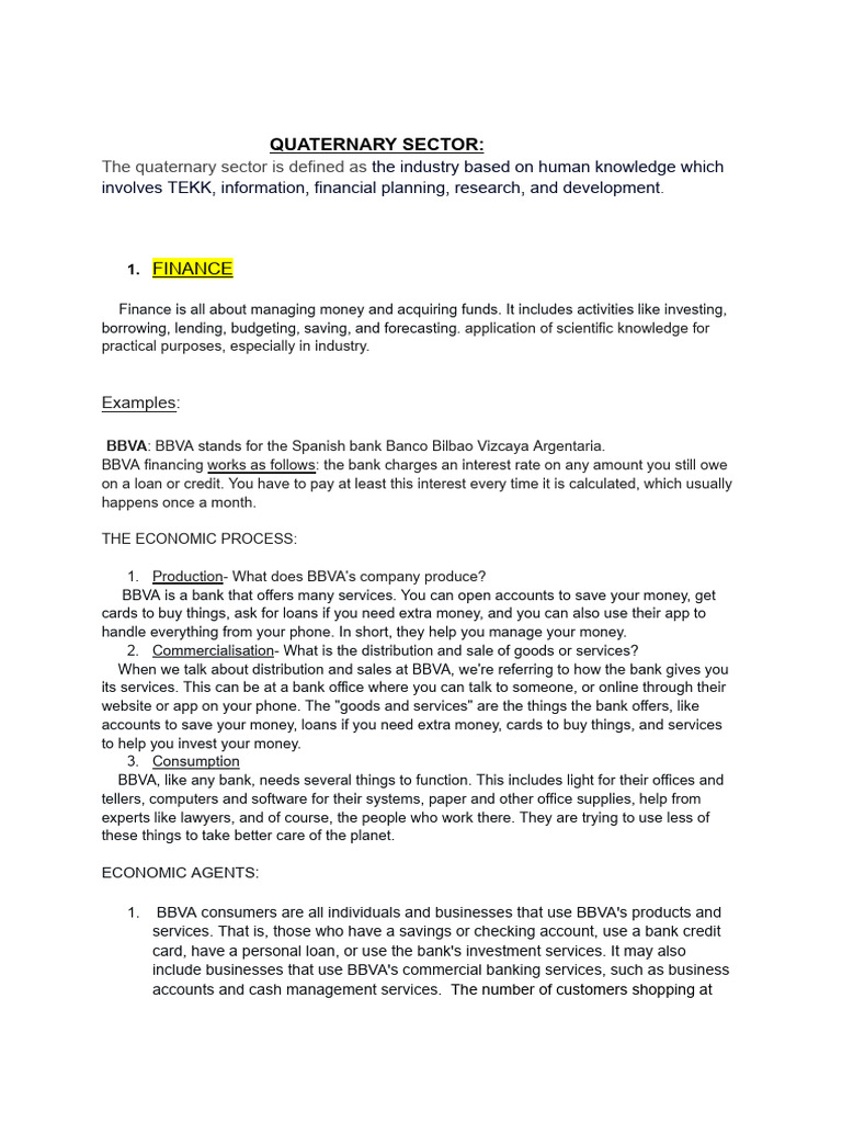 Quarternary Sector | PDF | Banks | Credit