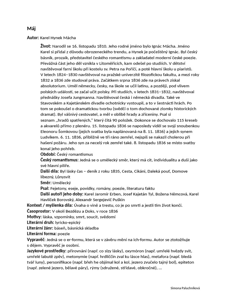Máj - Karel Hynek Mácha | PDF