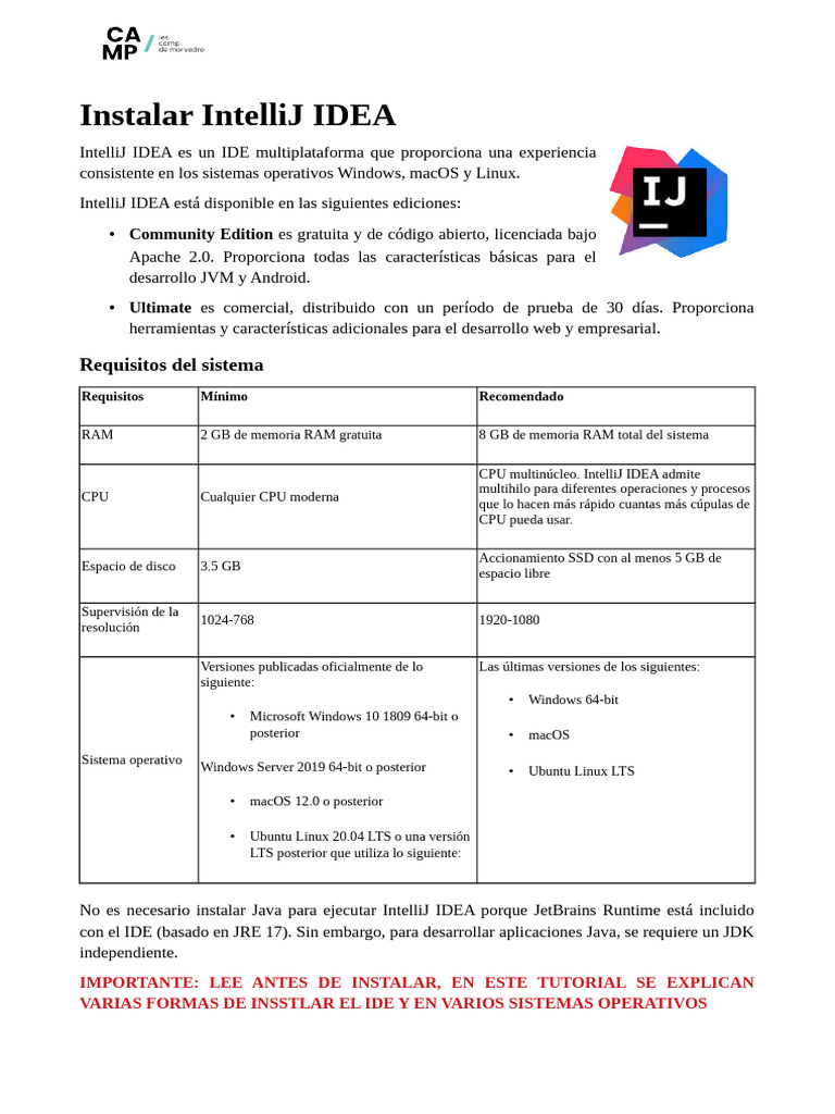 01 Instalación IntelliJ IDEA | PDF | Java (lenguaje de programación ...