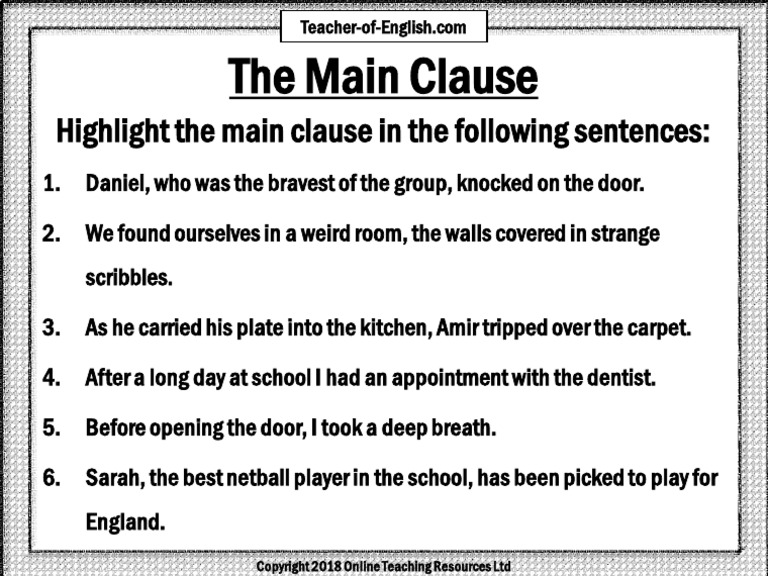 The Main Clause | PDF