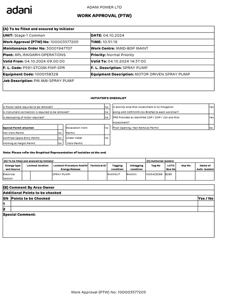 Work Approval PTW Process Overview | PDF | Ventilation (Architecture) | Energy Technology