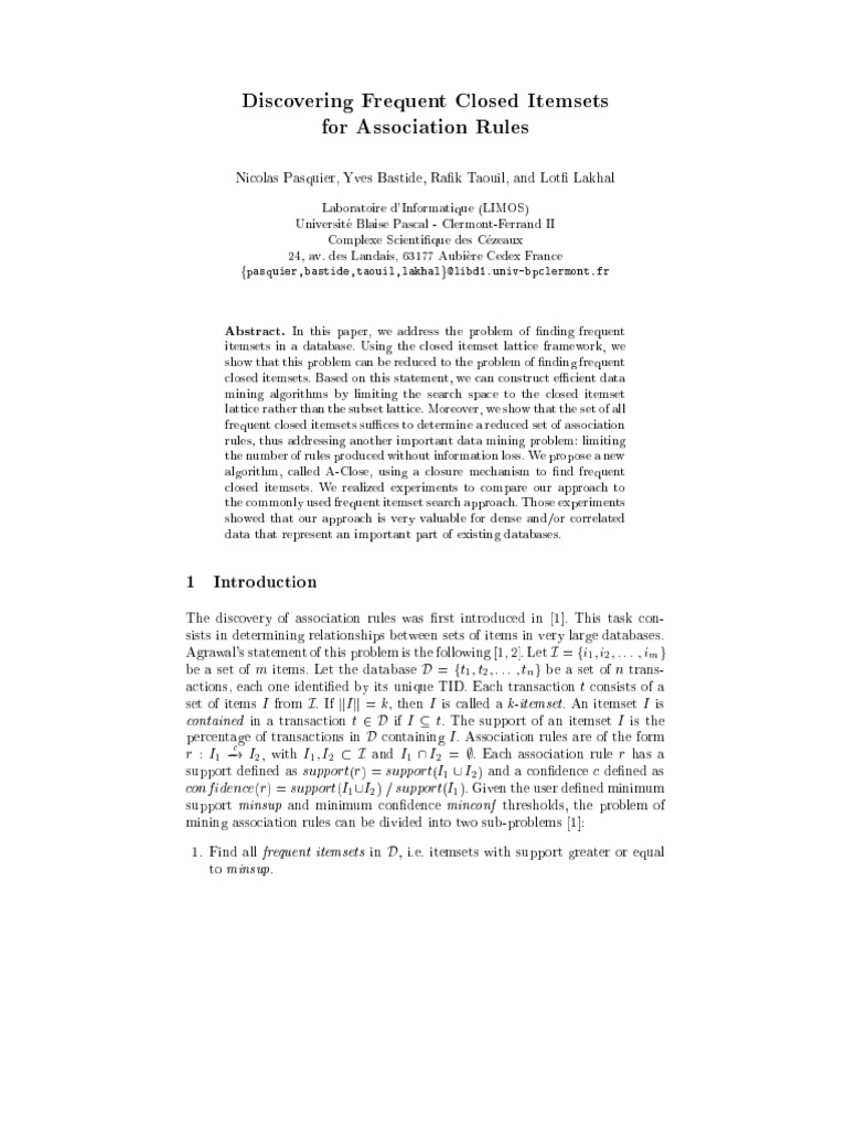 Discovering Frequent Closed | PDF | Data Management | Data