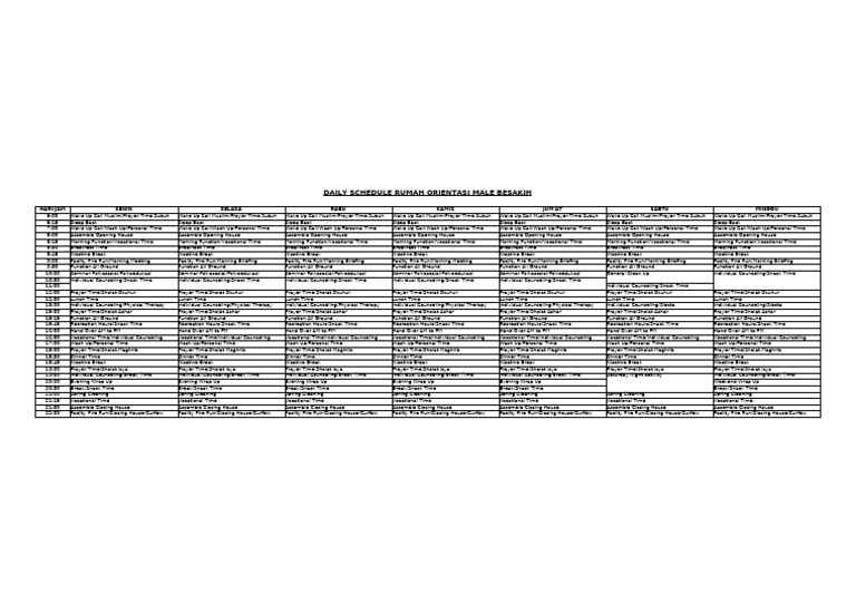Draft Daily Schedule Ro Male | PDF | Prayer | Semitic Words And Phrases