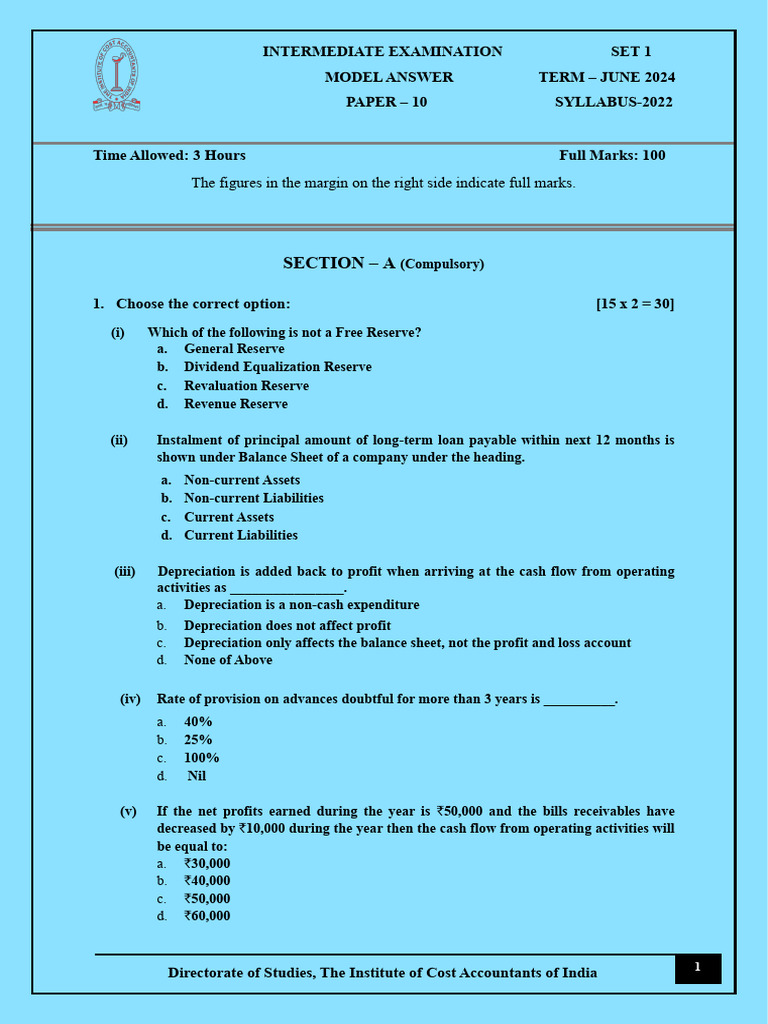 Paper10 Syl22 June24 Set1 Sol | PDF | Expense | Equity (Finance)