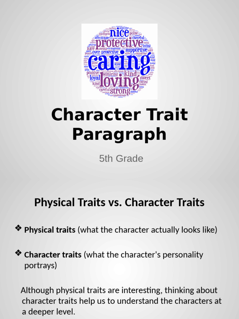 Character Trait Paragraph Pdf