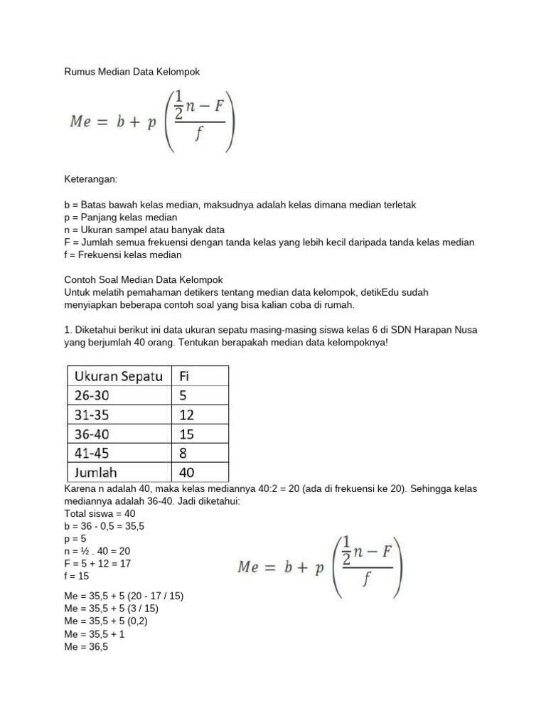 Median Data Kelompok: Contoh Soal | PDF | Seni & Disiplin Bahasa