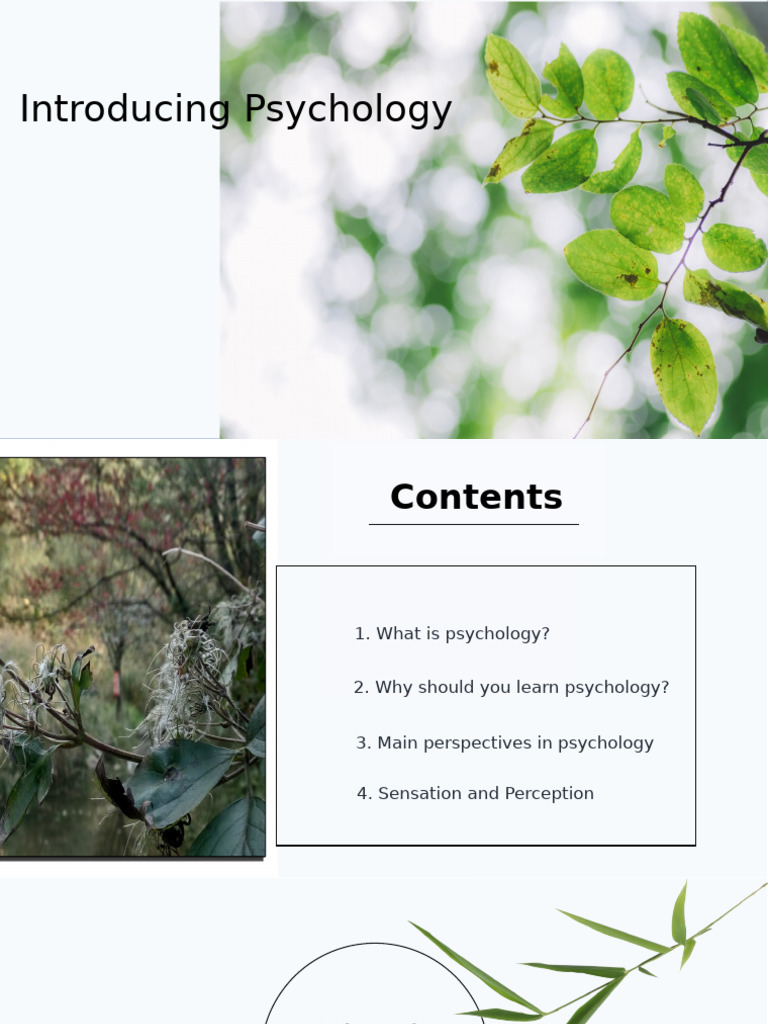 L1 Introducing Psychology | PDF | Senses | Psychology