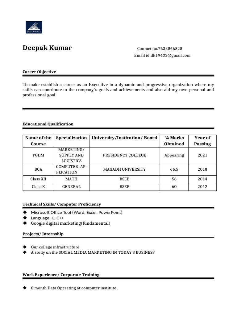 Deepak Singh Resume New | PDF