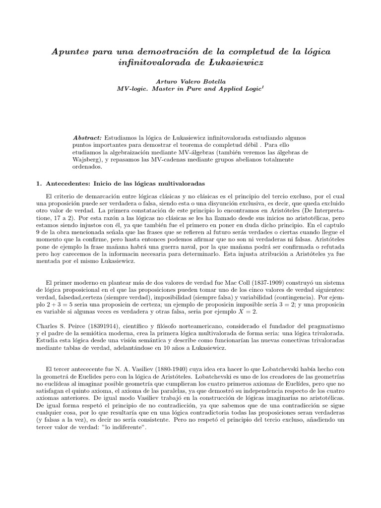 Apuntes para Una Demostracion de La Comp | PDF | Axioma | Lógica