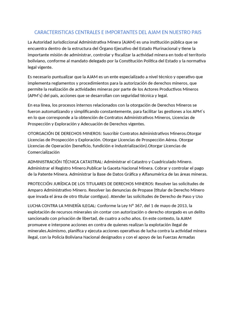 Funciones Clave de la AJAM en Bolivia | PDF | Negocios