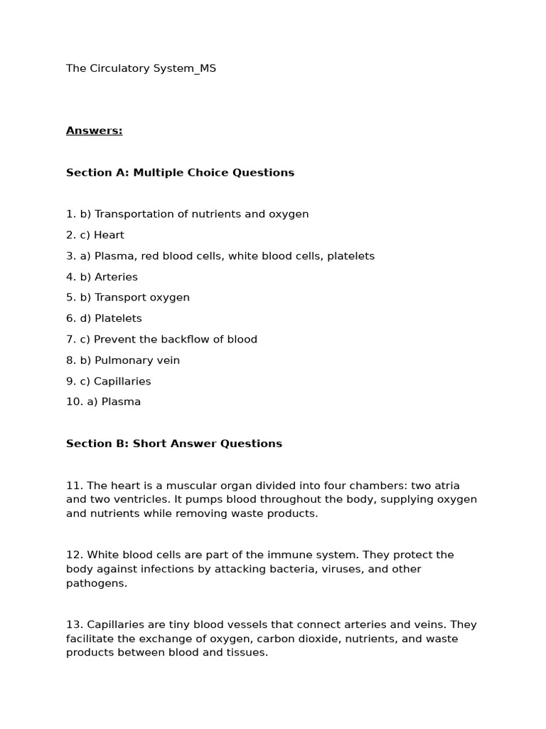 Circulatory System Study Guide | PDF | Heart | Blood