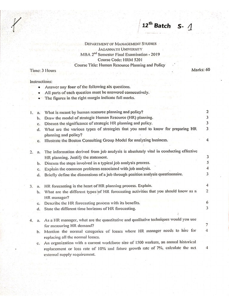MBA 2nd Semester Previous Year Questions | PDF