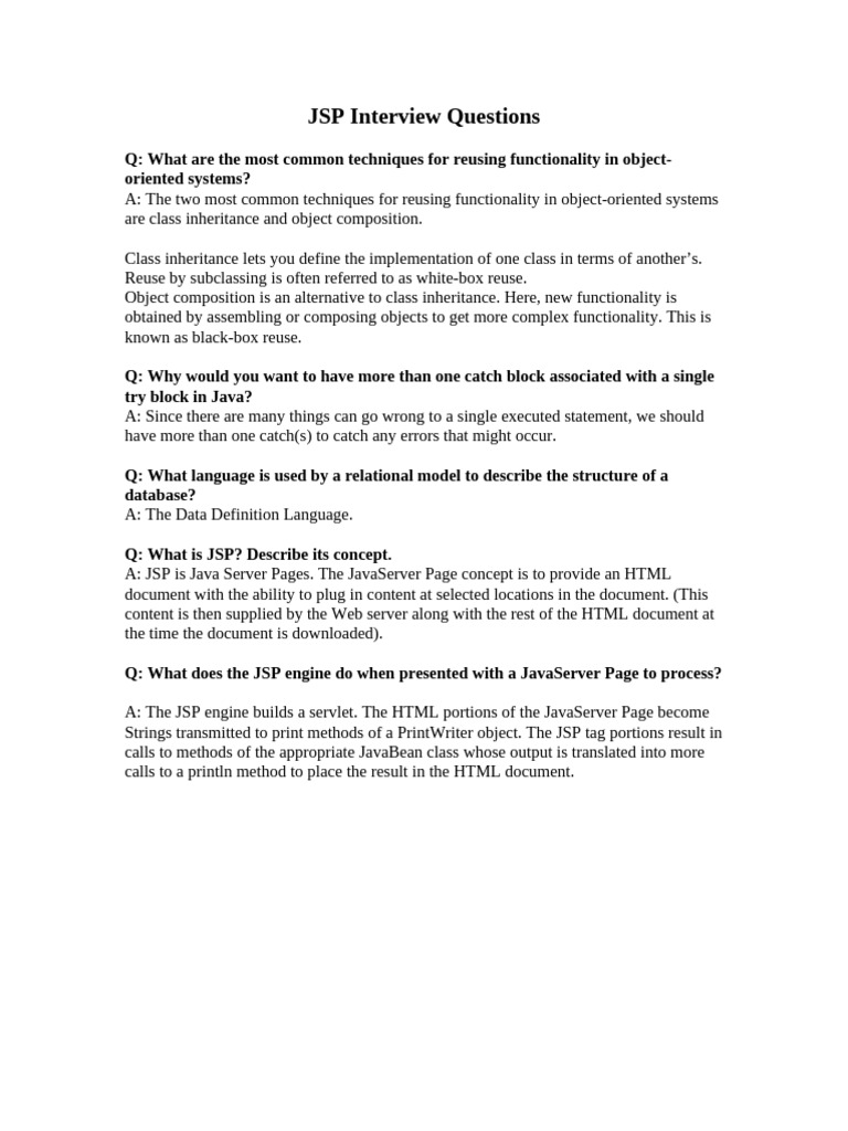JSP Interview Questions | PDF