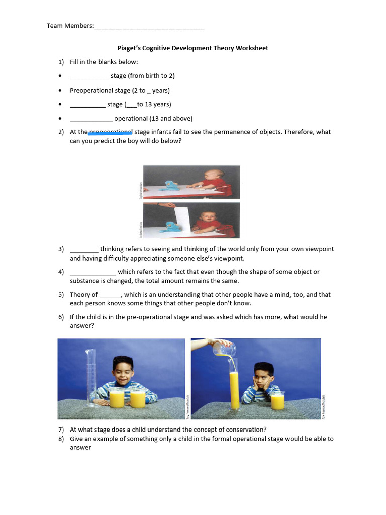 Piaget Worksheet Solved | PDF | Self-Improvement | Science & Mathematics