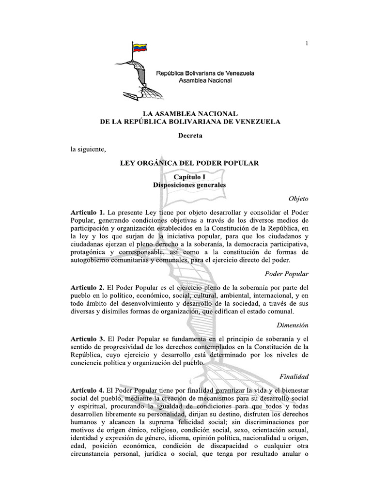 Ley Orgánica Del Poder Popular | PDF
