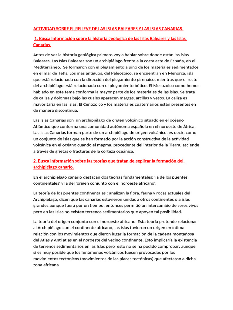 Relieve y Geología de Islas Españolas | PDF | Isla | Islas Canarias