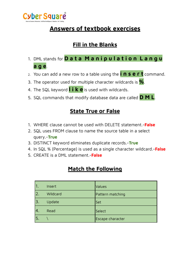 Textbook Exercise-G7 - M5 | PDF | Sql | Computer Programming